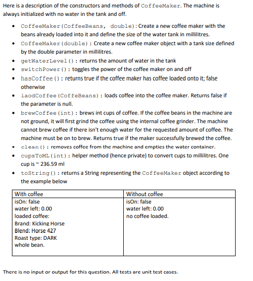 Solved Problem 1 - Coffee Beans The goal for assignment 02 | Chegg.com