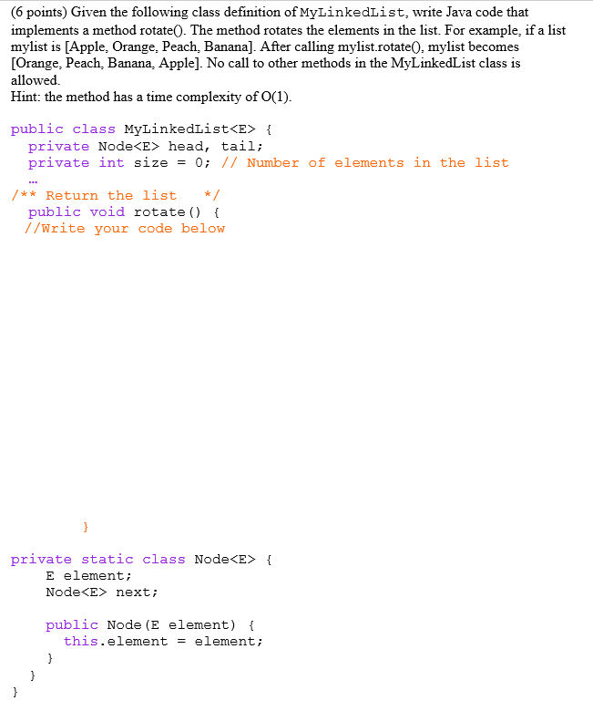 Solved (6 points) Given the following class definition of | Chegg.com