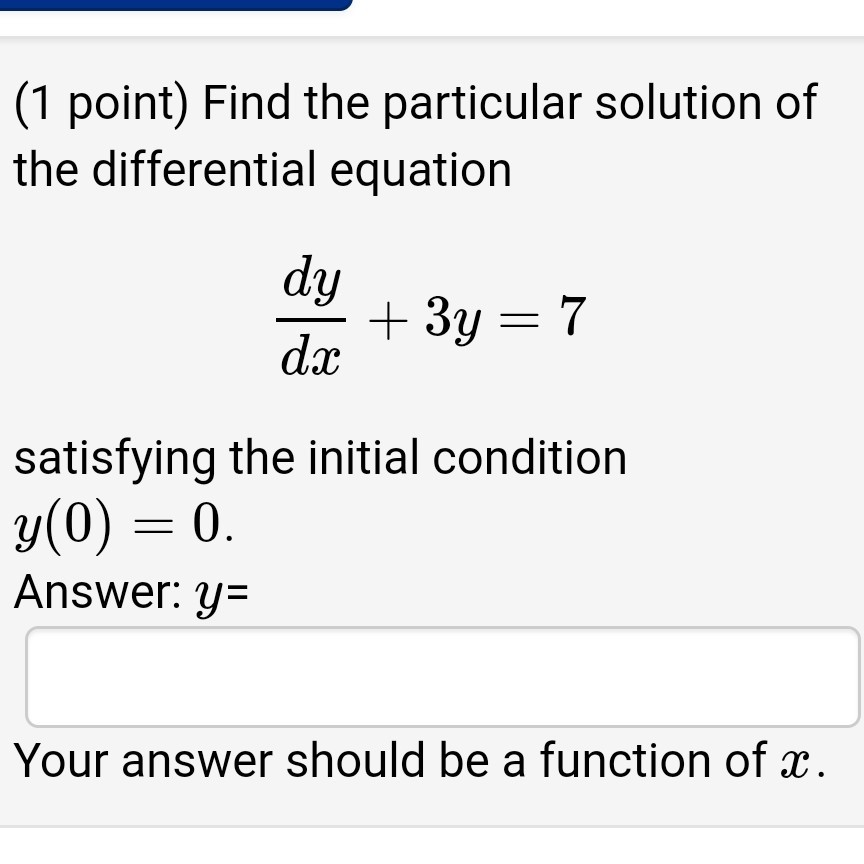 Solved Find the particular solution of the differential | Chegg.com