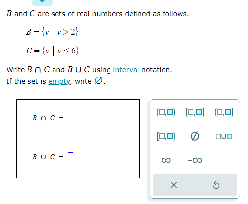 Solved B and C are sets of real numbers defined as follows. | Chegg.com