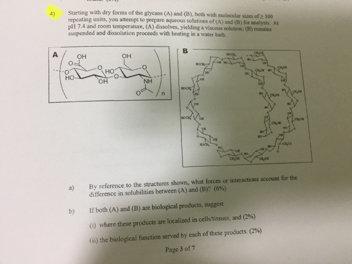 Solved Starting with dry forms of the glycans( repeating | Chegg.com