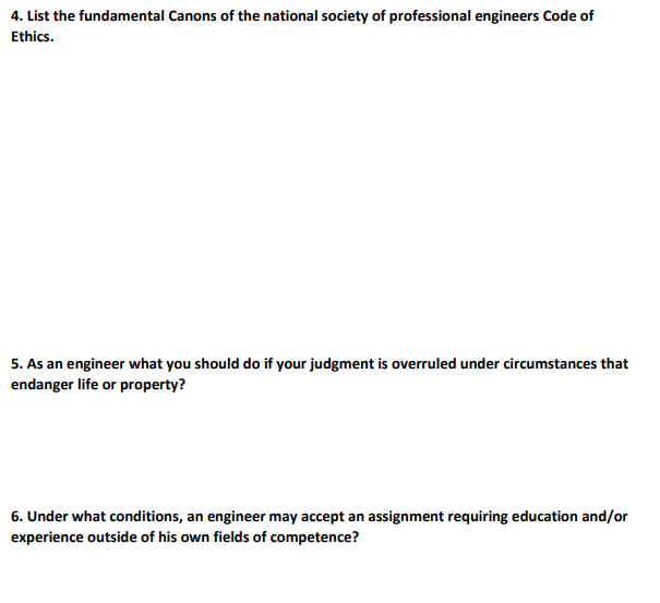 Solved 4. List the fundamental Canons of the national | Chegg.com