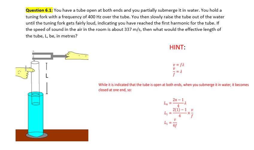 Solved Question 6.1: You have a tube open at both ends and | Chegg.com