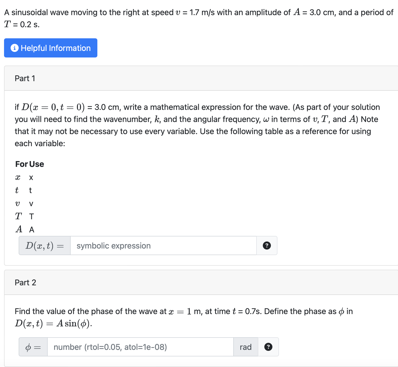Solved A sinusoidal wave moving to the right at speed | Chegg.com