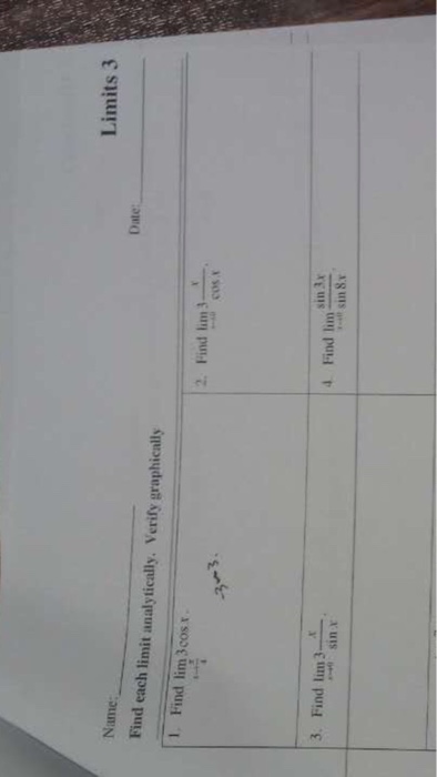 Solved Name: Find each limit analytically. verify | Chegg.com