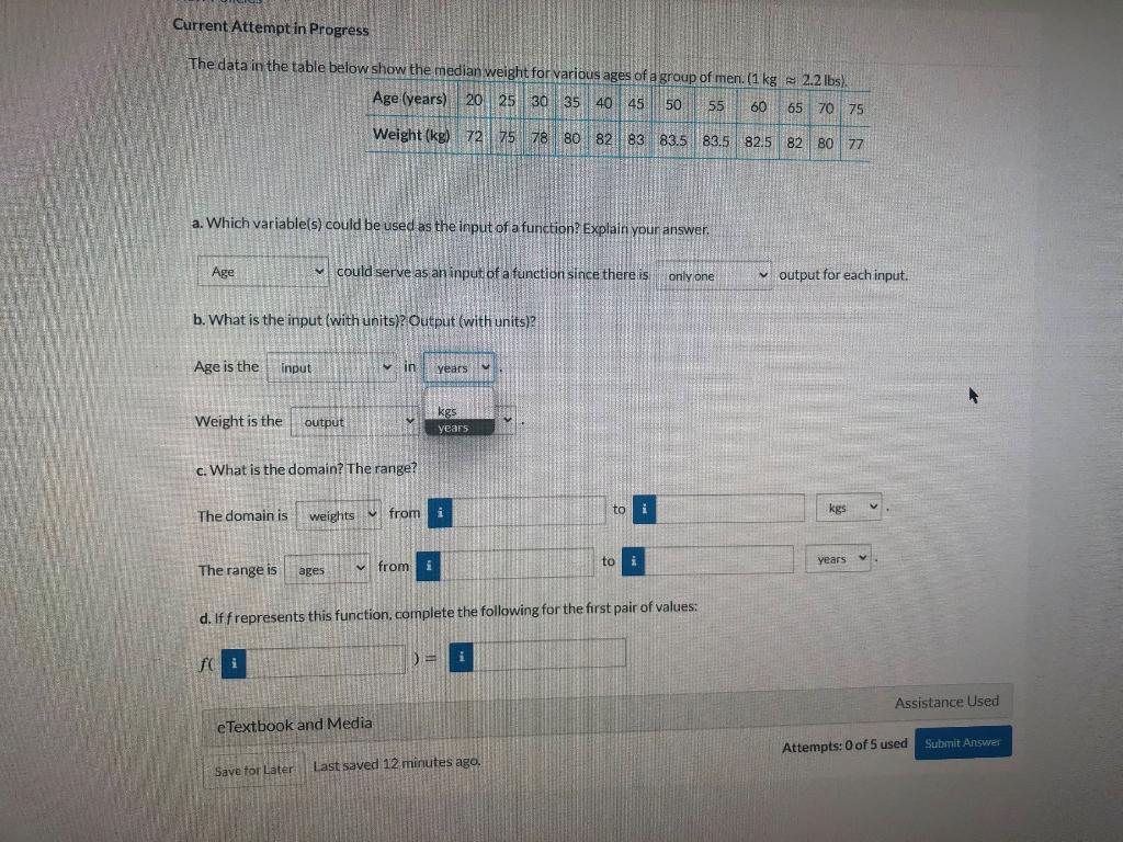 Solved The data in the table below show the median weight | Chegg.com