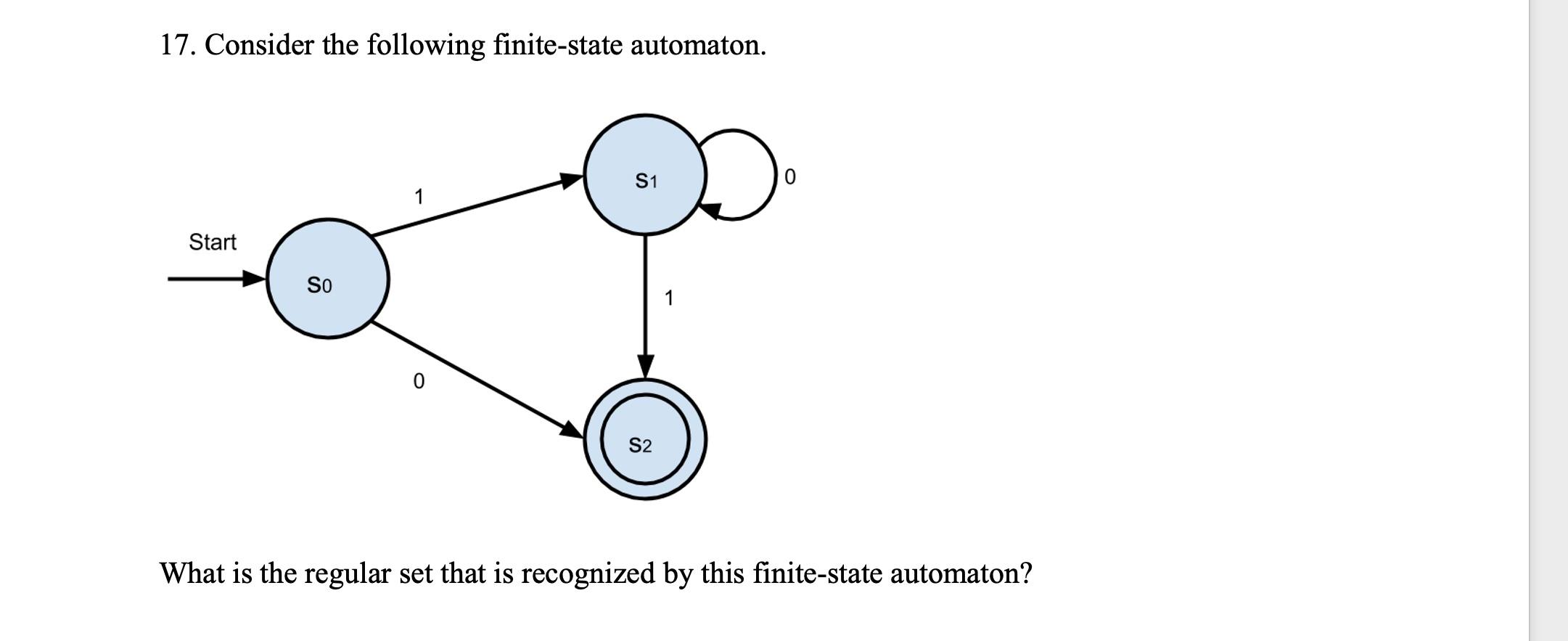 Solved 17 Consider The Following Finite State Automaton 1