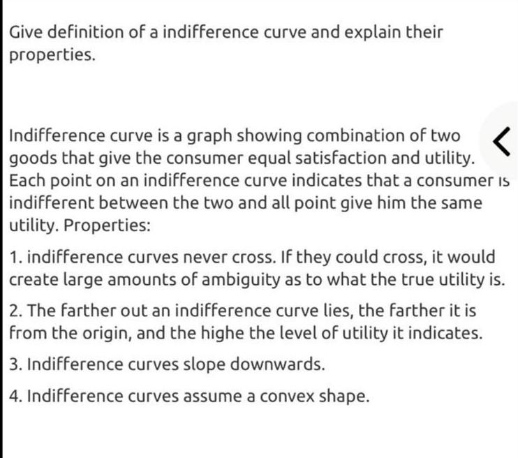 Solved Give definition of a indifference curve and explain | Chegg.com