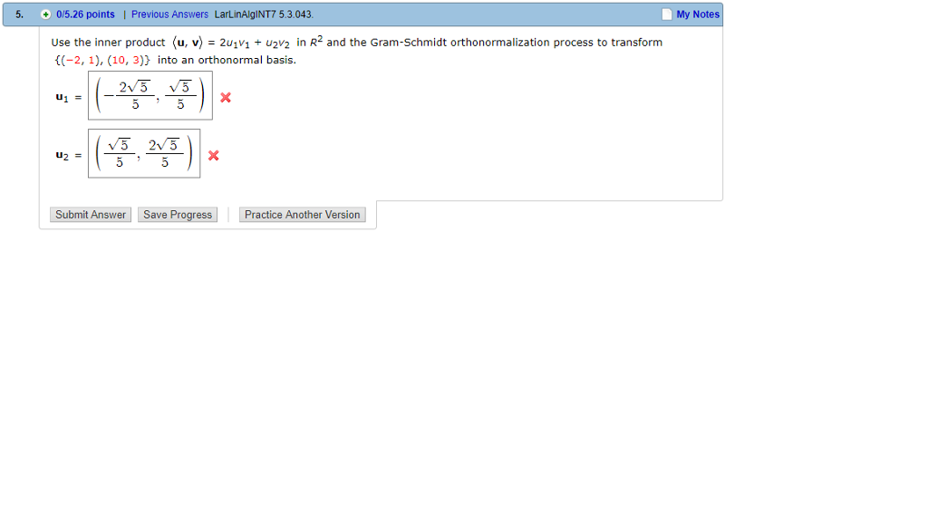 Solved Use the inner product u, v = 2u1v1 + u2v2 in R2 and | Chegg.com
