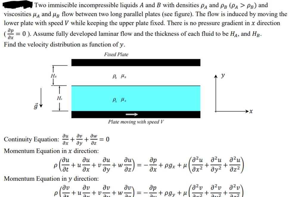 Solved HA and Two immiscible incompressible liquids A and B | Chegg.com