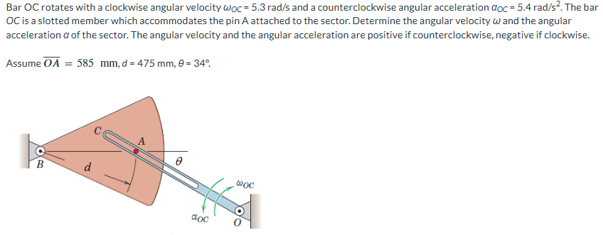 Solved Bar OC rotates with a clockwise angular velocity | Chegg.com