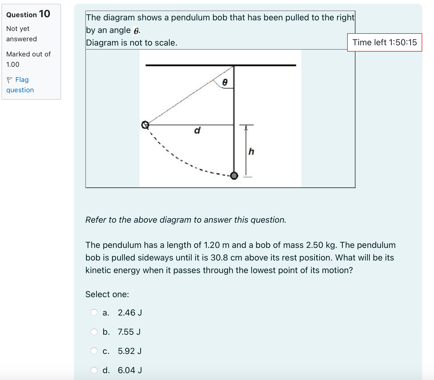 Solved The diagram shows a pendulum bob that has been pulled | Chegg.com