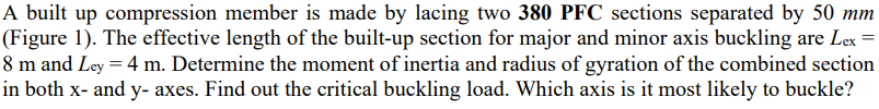 Solved A built up compression member is made by lacing two | Chegg.com