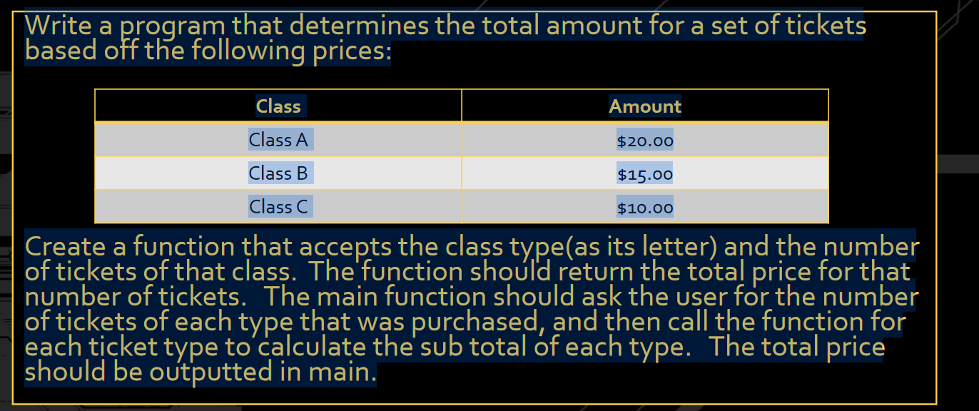 Write a program that determines the total amount for | Chegg.com