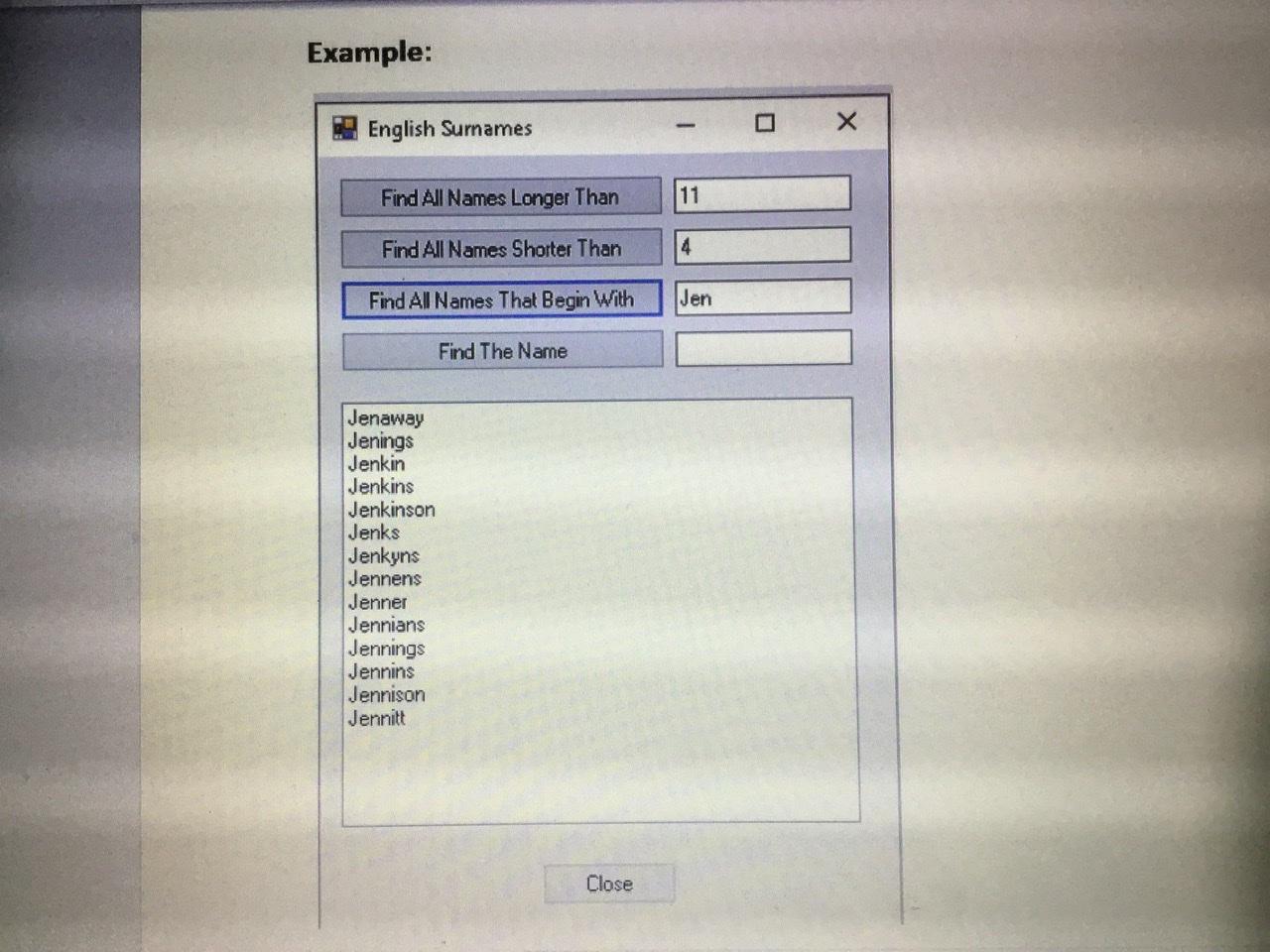 Solved CREATE A ENGLISH SURNAMES IN C# THAT WILL READ THE | Chegg.com