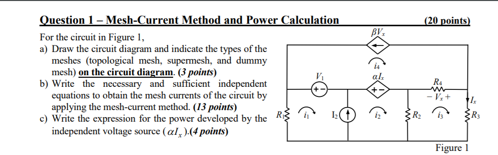 Solved (20 points) Question 1 - Mesh-Current Method and | Chegg.com