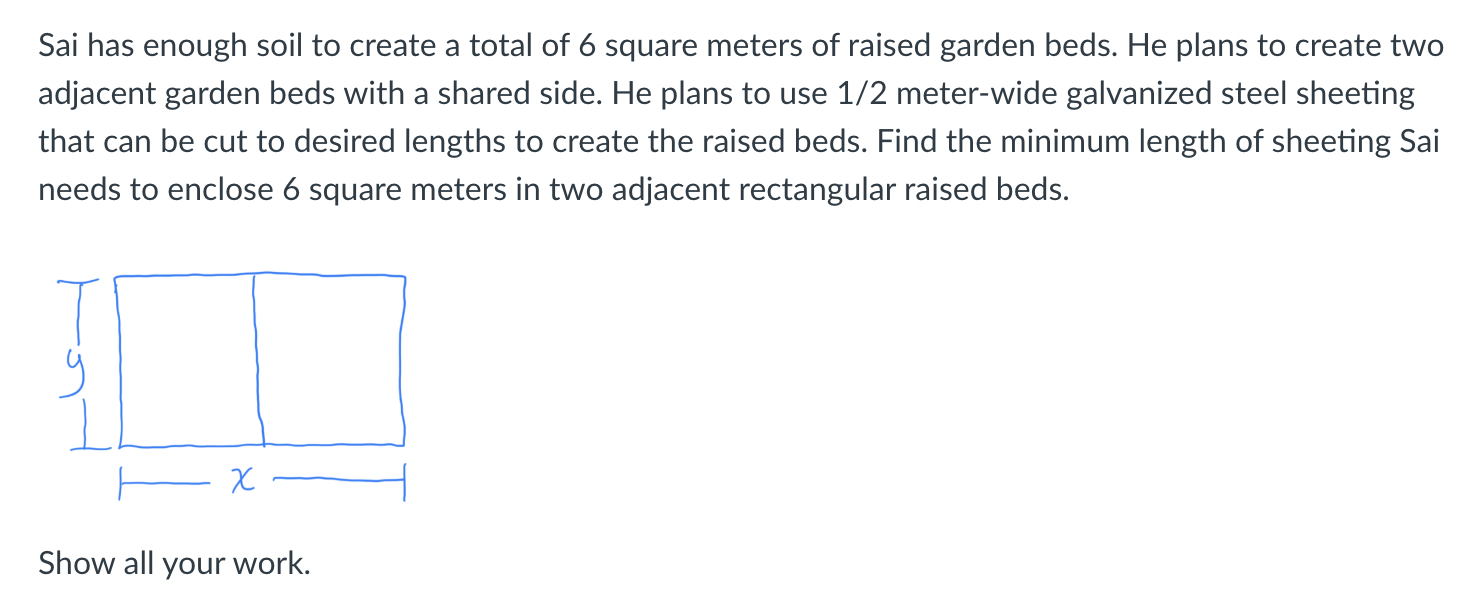 Solved Sai has enough soil to create a total of 6 square | Chegg.com