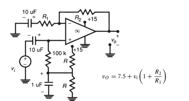 Solved Non-inverting amplifier with a single source Build | Chegg.com