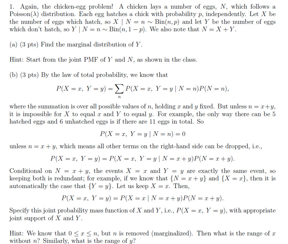 Solved 1. Again, the chicken-egg problem! A chicken lays a | Chegg.com