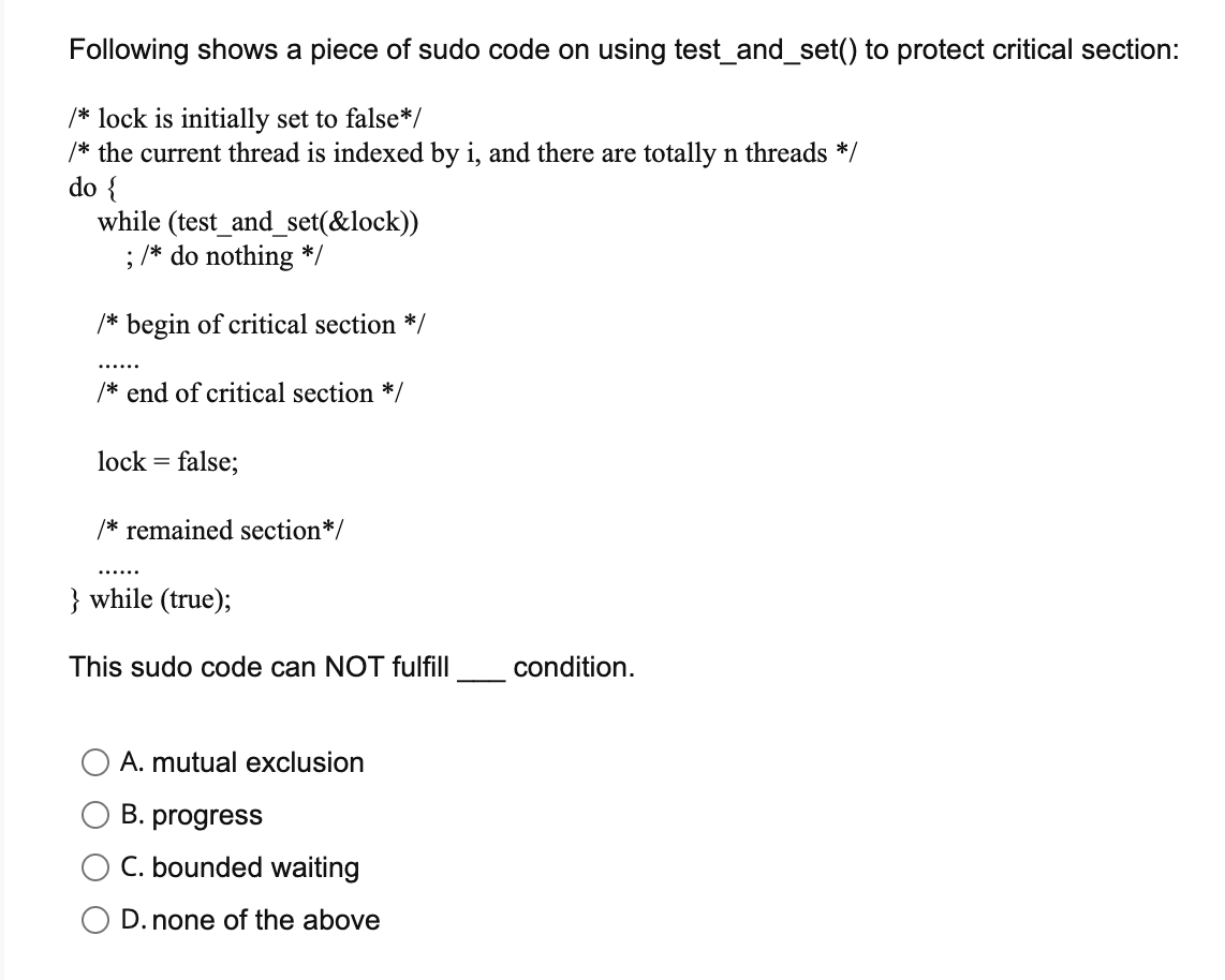 Solved Following shows a piece of sudo code on using | Chegg.com