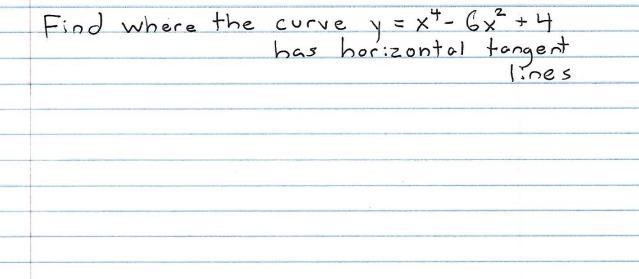 Solved Find where the curve y = x4- 6x +4 bas horizontal | Chegg.com