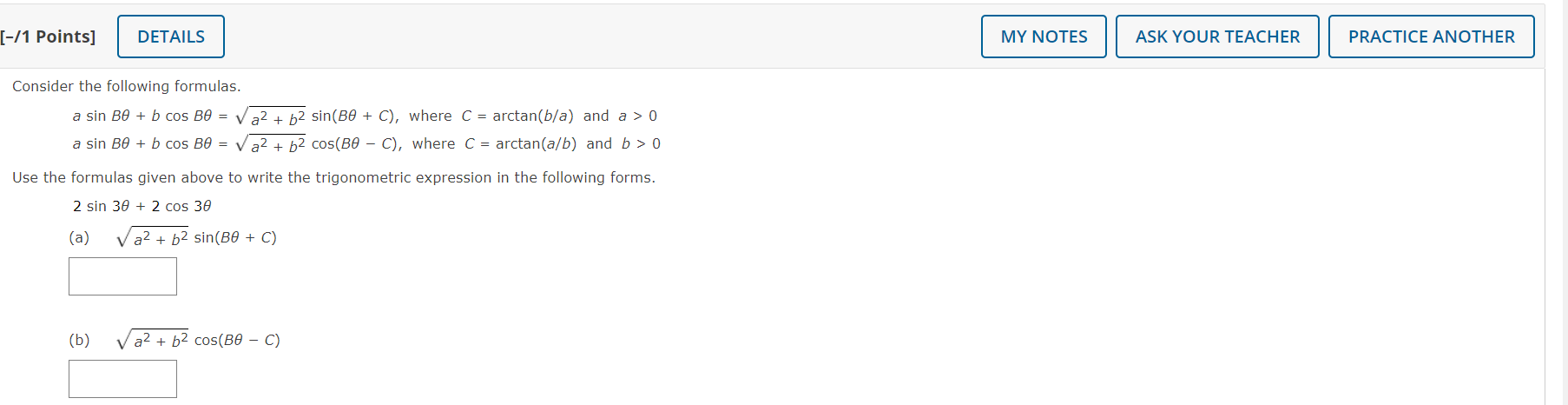 Solved [-/1 Points] DETAILS MY NOTES ASK YOUR TEACHER | Chegg.com