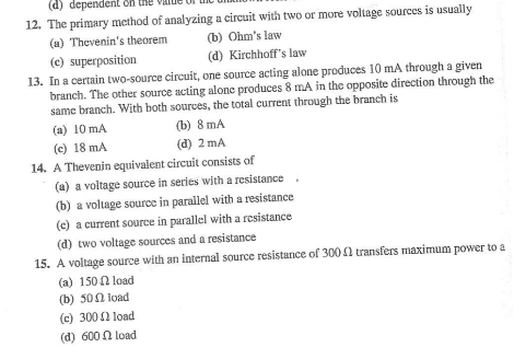 Solved 12. The primary method of analyzing a circuit with | Chegg.com