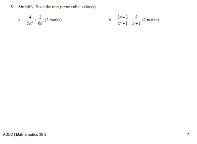 Solved 8. Simplify. State the non-permissible value(s). a. 4 | Chegg.com
