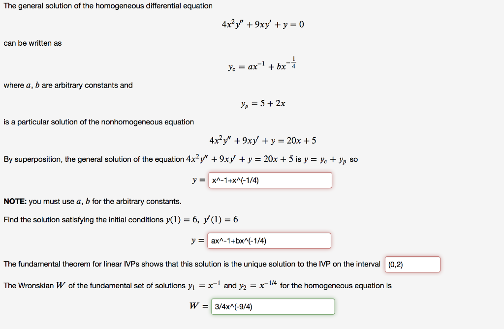 Solved The general solution of the homogeneous differential | Chegg.com