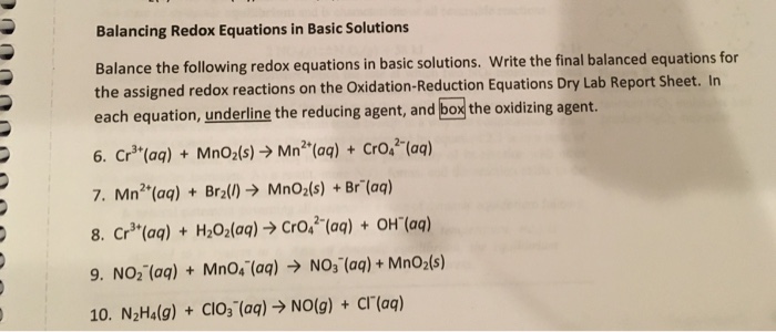 Solved Balancing Redox Equations in Basic Solutions Balance | Chegg.com