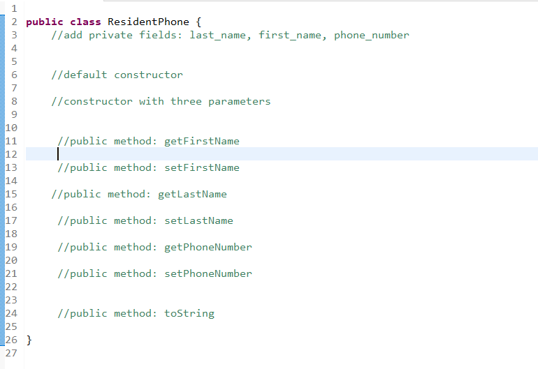 Solved Part-1[40pts]: Open ResidentPhone.java, and complete | Chegg.com