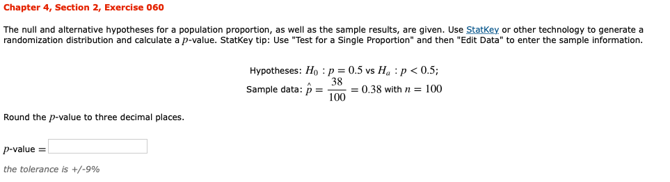 Solved Chapter 4, Section 2, Exercise 060 The null and | Chegg.com