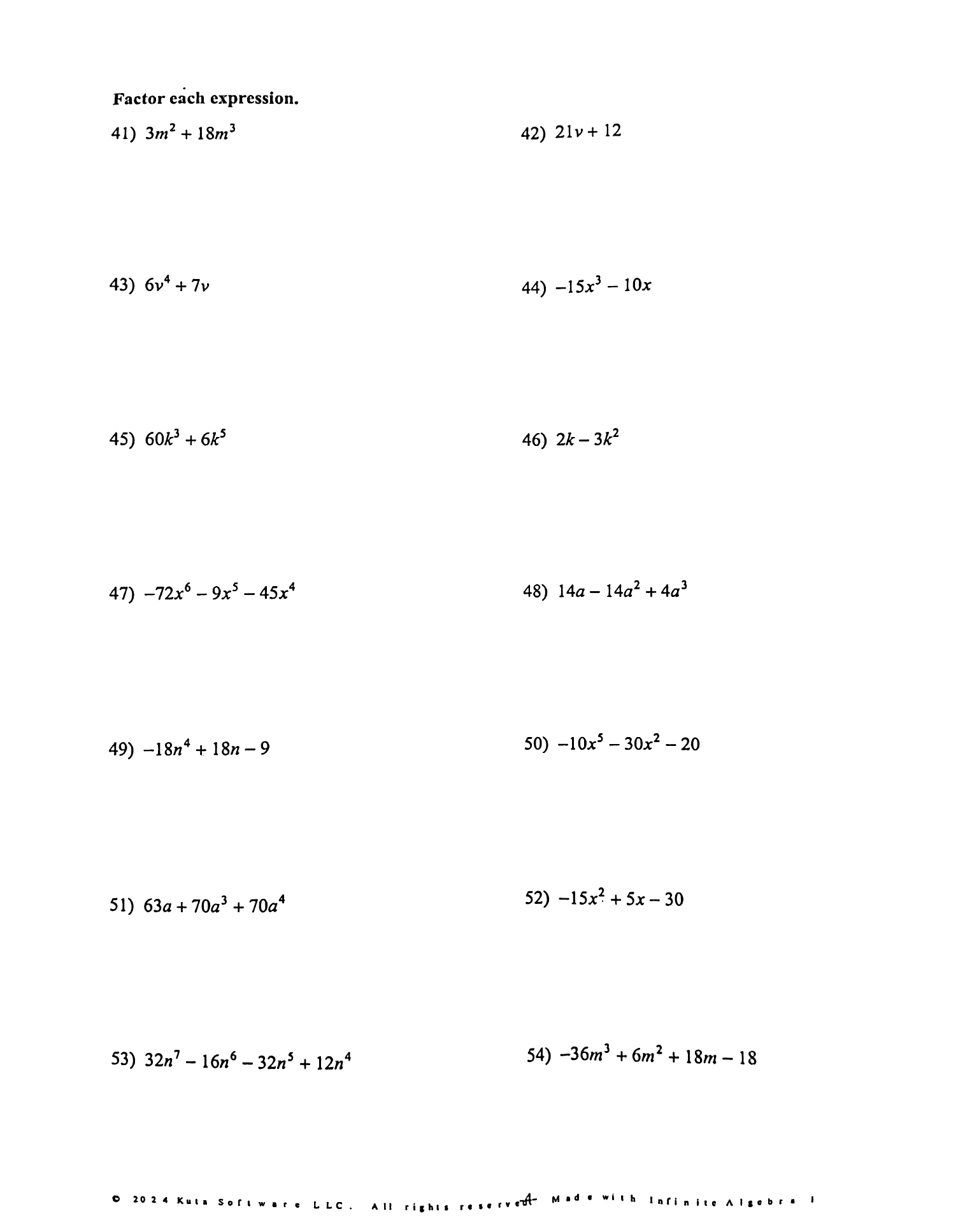 Solved Factor each | Chegg.com