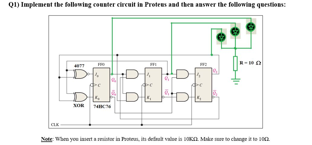 Solved Q1) Implement the following counter circuit in | Chegg.com