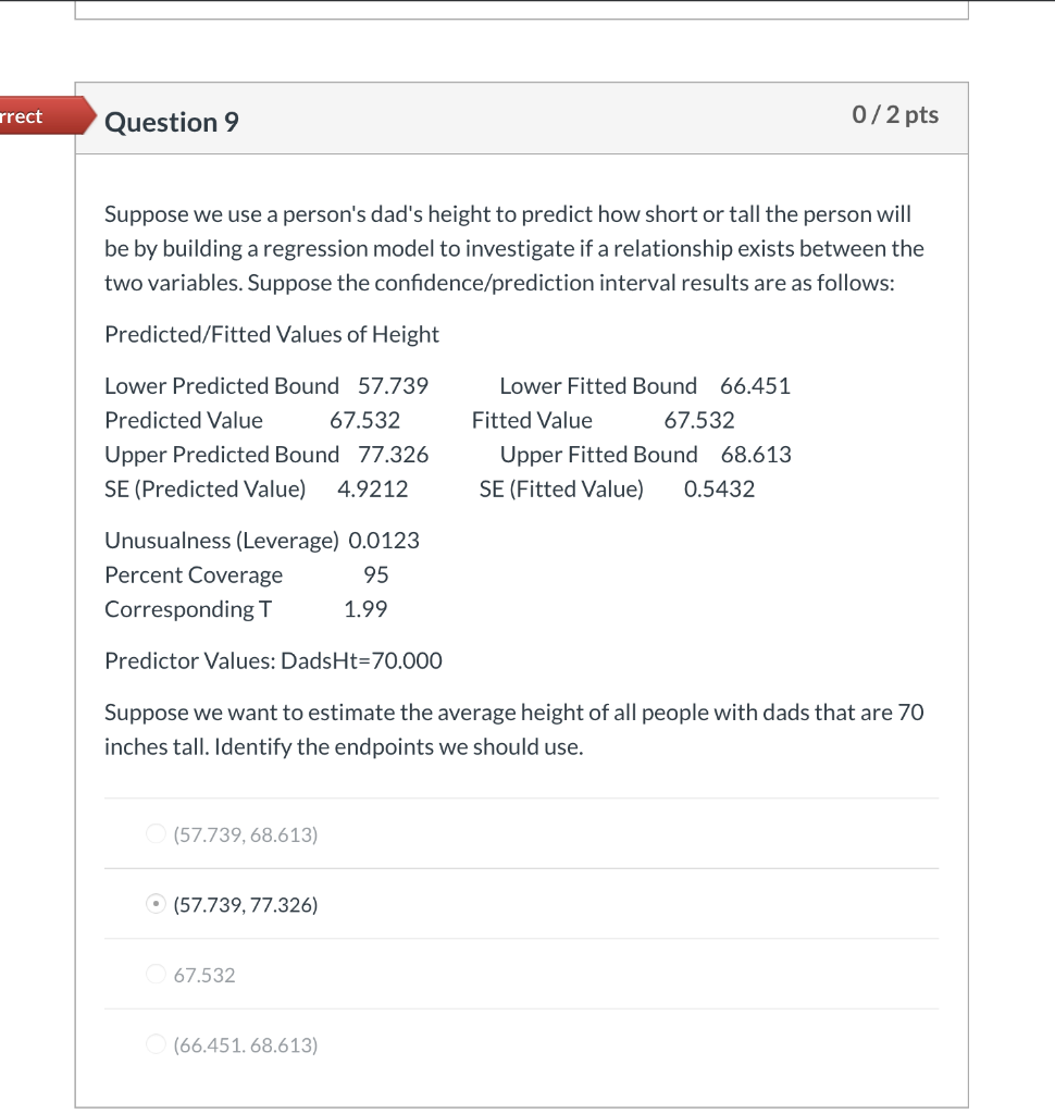 Solved rrect Question 9 0/2 pts Suppose we use a person's | Chegg.com