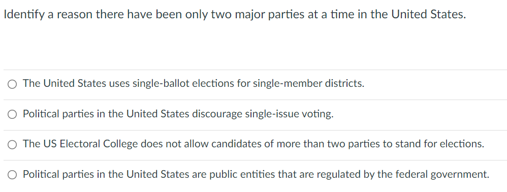 Solved Identify a reason there have been only two major | Chegg.com