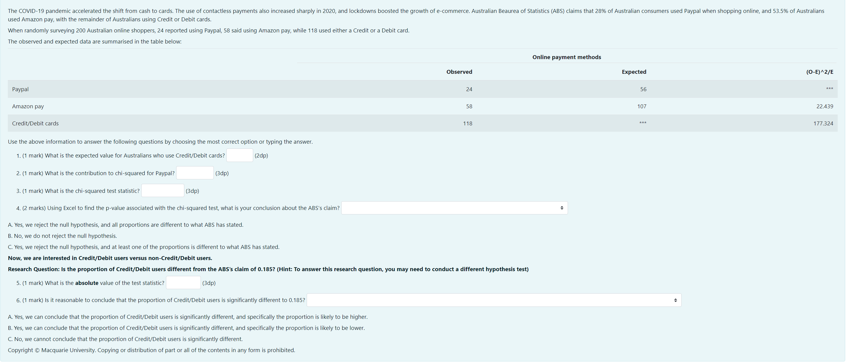 Solved used Amazon pay, with the remainder of Australians | Chegg.com