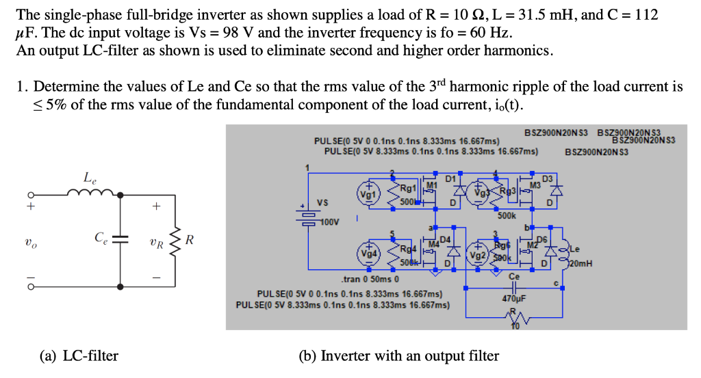 The single-phase full-bridge inverter as shown | Chegg.com