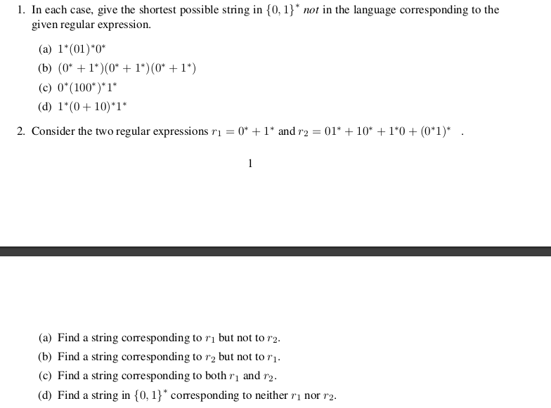 Solved 1 In Each Case Give The Shortest Possible String In 