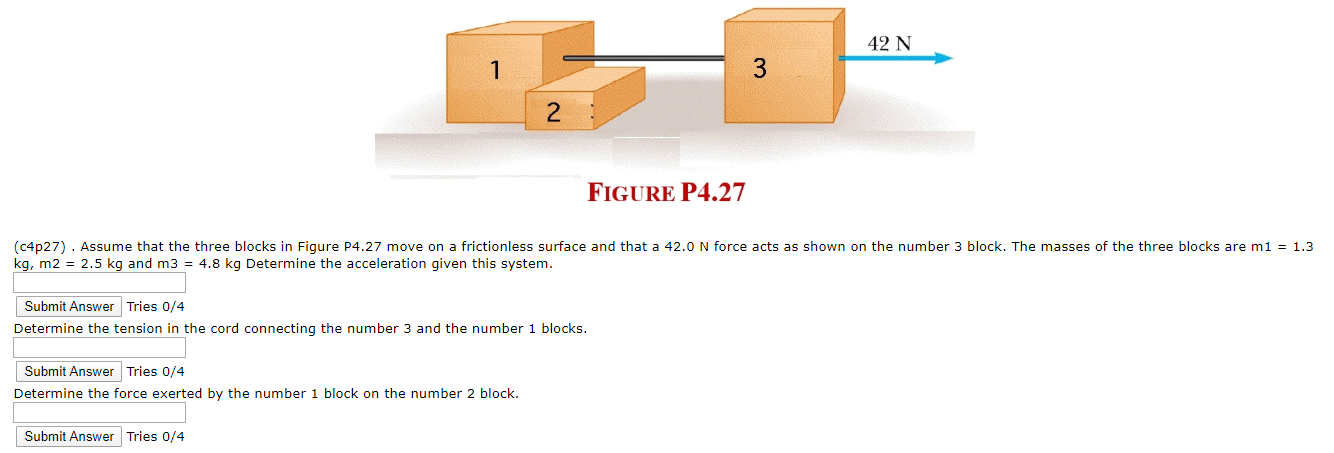 Solved 42 N 3 2 FIGURE P4.27 (c4p27). Assume that the three | Chegg.com