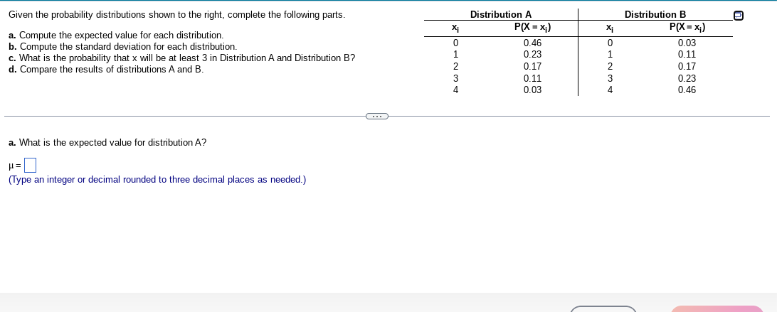 Solved Given the probability distributions shown to the | Chegg.com