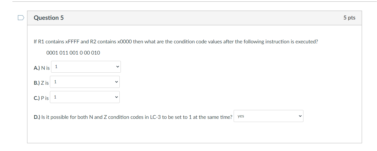 Solved u Question 5 5 pts If R1 contains xFFFF and R2 | Chegg.com