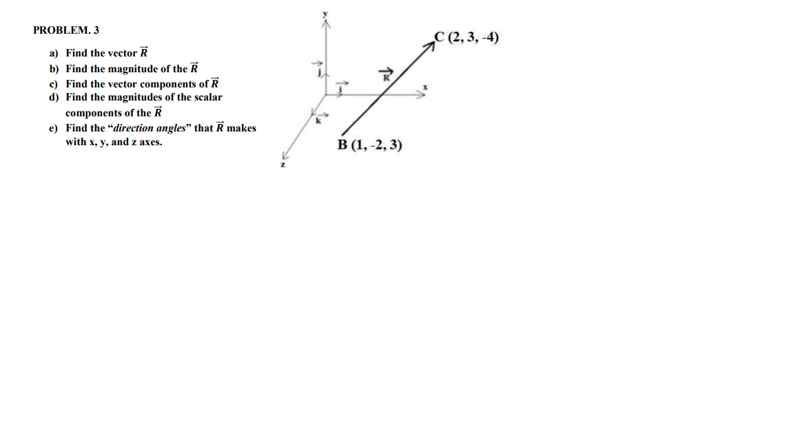 Solved PROBLEM. 3 C (2,3,-4) a) Find the vector R b) Find | Chegg.com