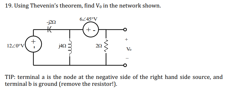 Solved 19. Using Thevenin's theorem, find V0 in the network | Chegg.com