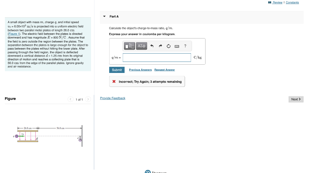 Solved A small object with mass m, charge q, and initial | Chegg.com
