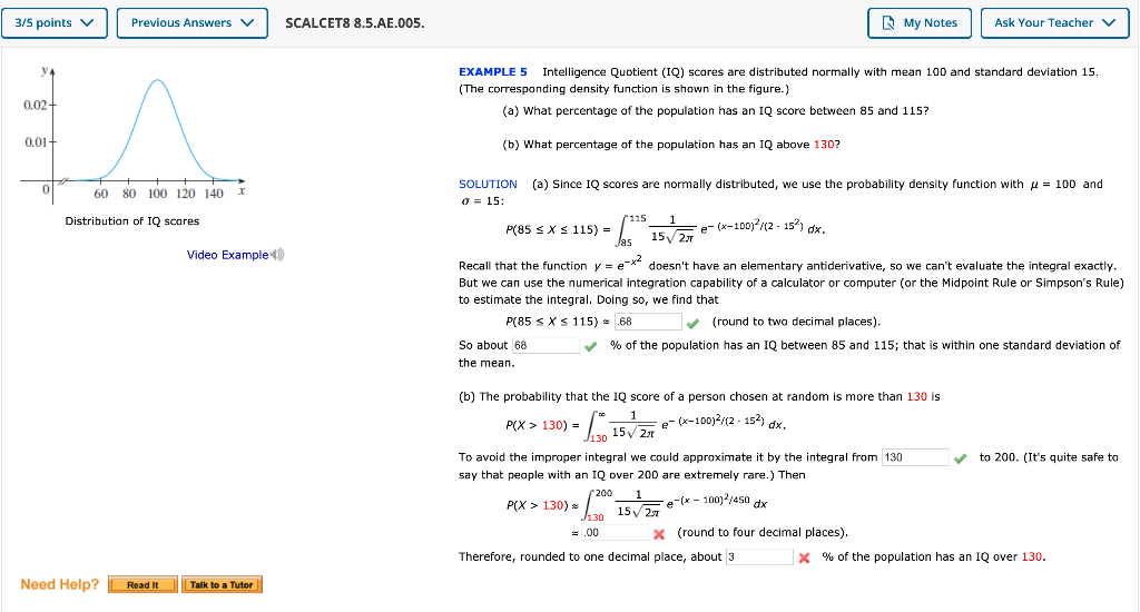Solved 3/5 points Previous Answers V S CALCET8 8.5.AE.005. | Chegg.com