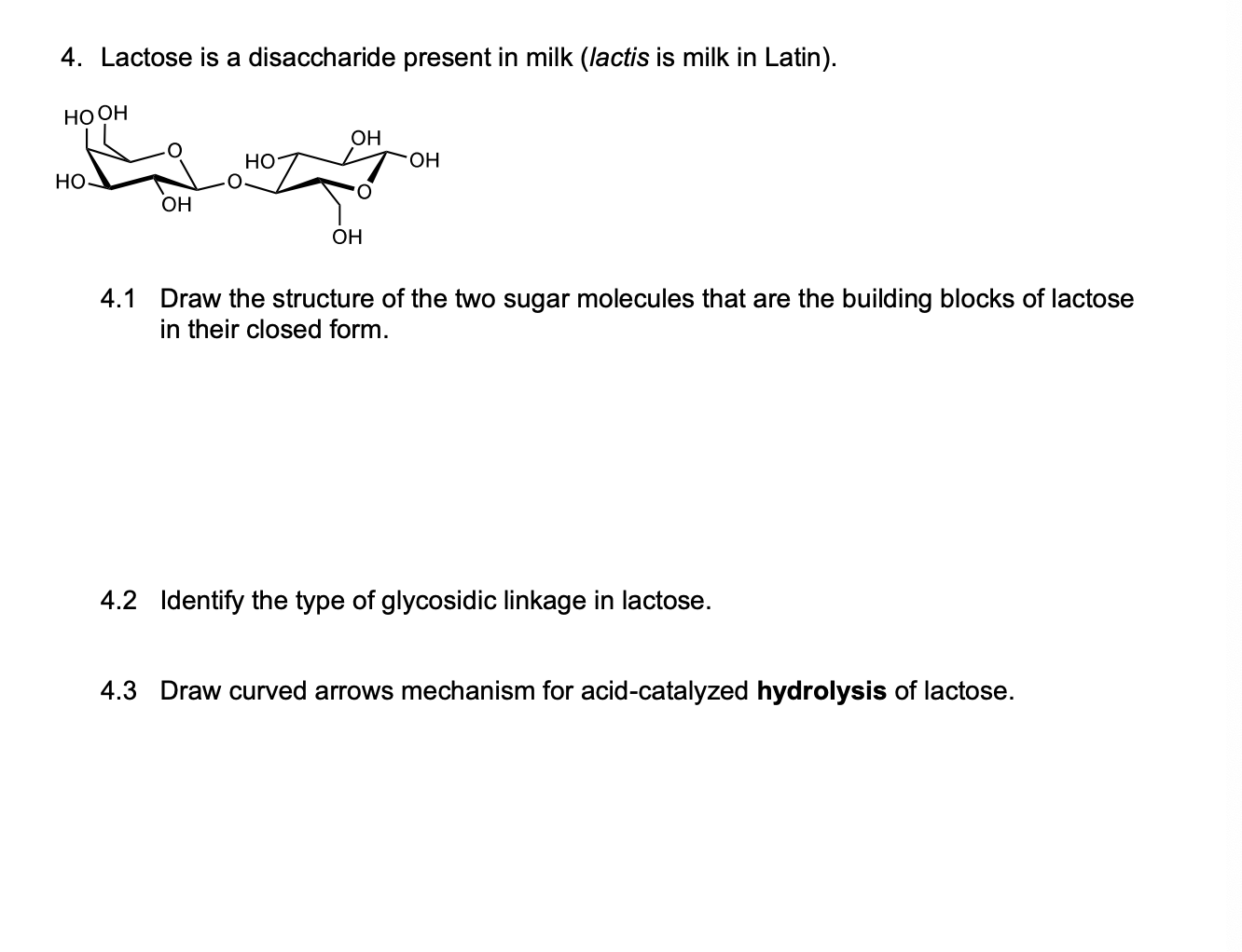 Lactose is a disaccharide present in milk (lactis is | Chegg.com
