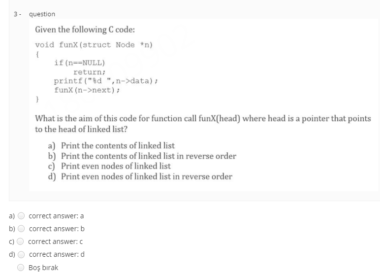 Solved 3. question Given the following C code: void funx | Chegg.com