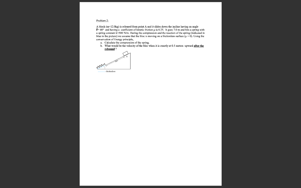 Solved Problem 2: A block (m=12.0kg) is released from point | Chegg.com