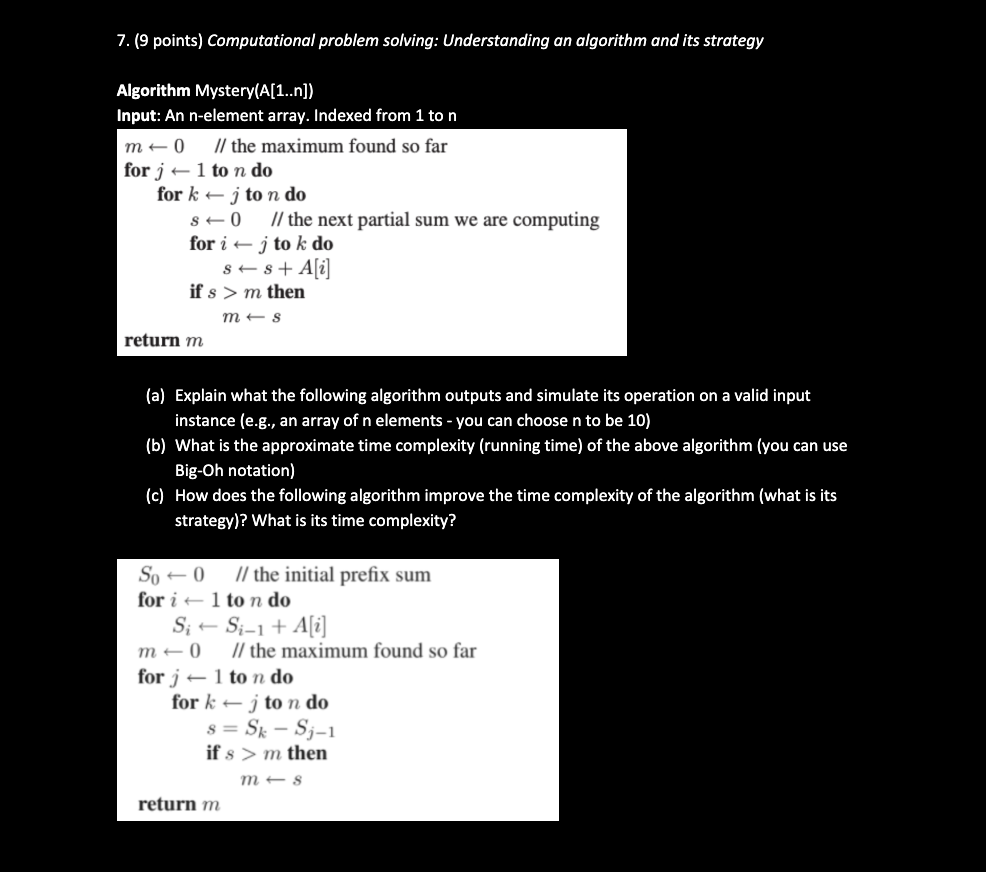 Solved 7. (9 points) Computational problem solving: | Chegg.com